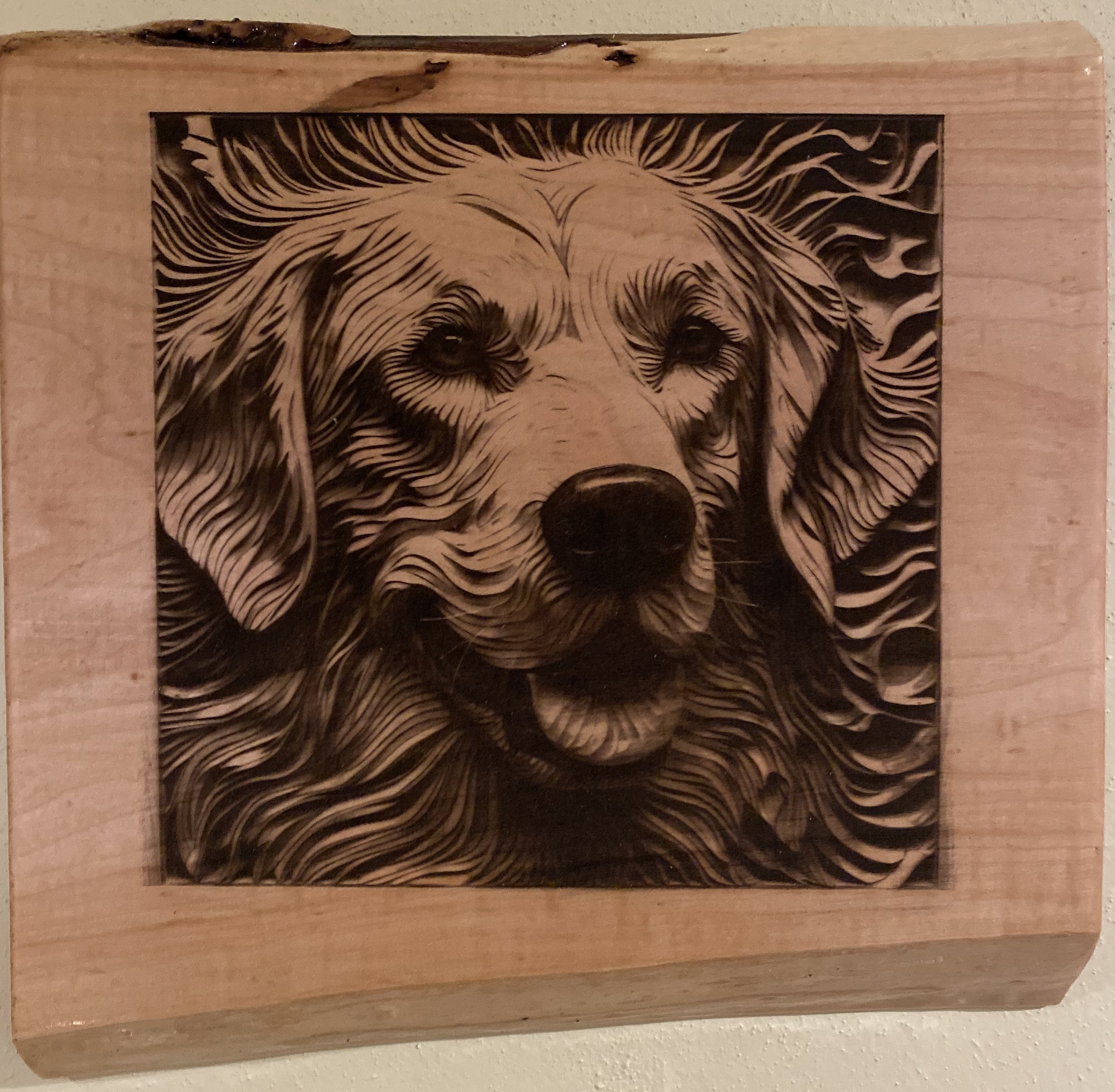 Live Edge Engraved Golden Retriever | Engraved Dog | Engraved Golden R ...