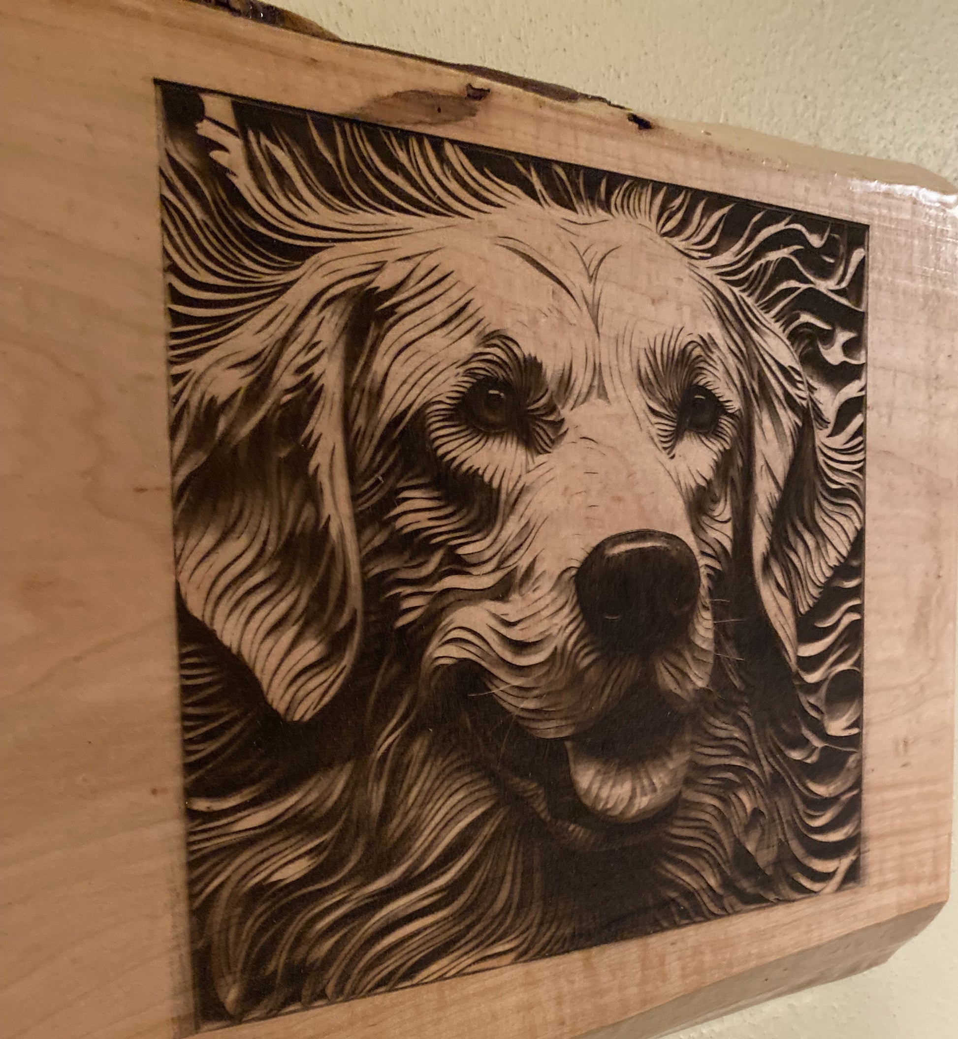 Live Edge Engraved Golden Retriever | Engraved Dog | Engraved Golden R ...