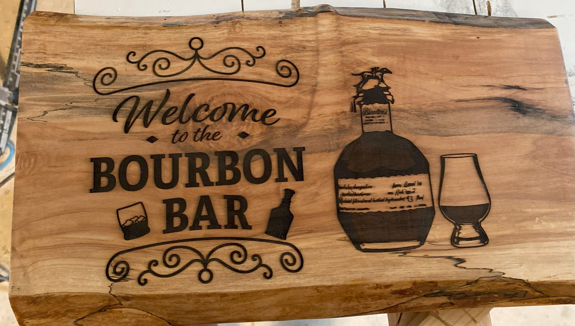 Bourbon Sign | Welcome to the Bourbon Bar | Live Edge Sign | Custom Ba ...